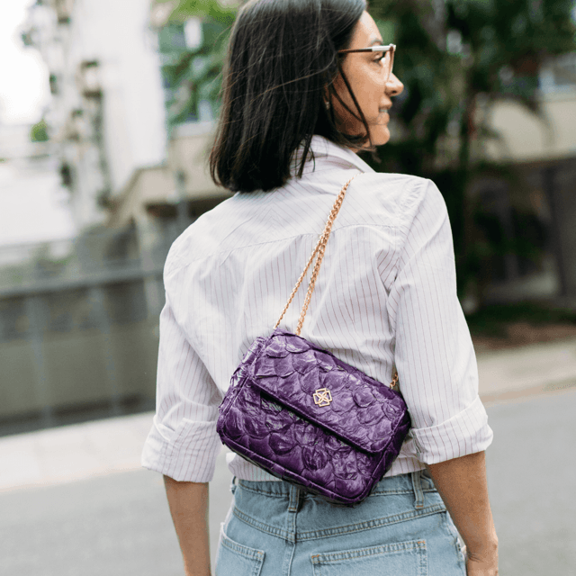 Mini Bag em Pirarucu Purple Magic | Antonella | Donna Guerriera