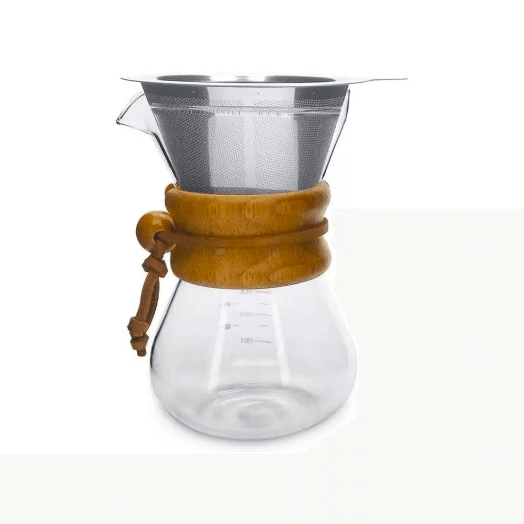 Passador De Cafe Vidro e Coador Em Inox 350ml | Grassy Caffè