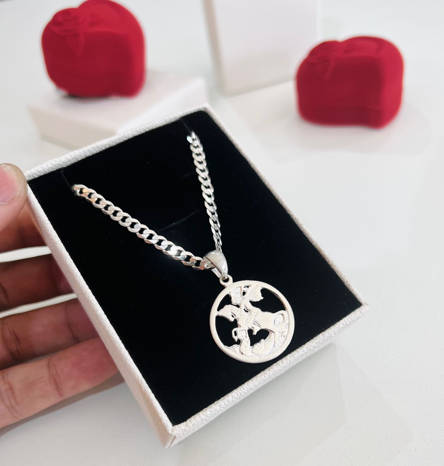 Corrente Grumet 4MM-60CM C/ Pingente São Jorge | Prime Pratas