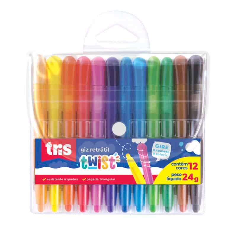 Giz retratil NEW TWIST 12 Cores TRIS | Papelaria da Sa