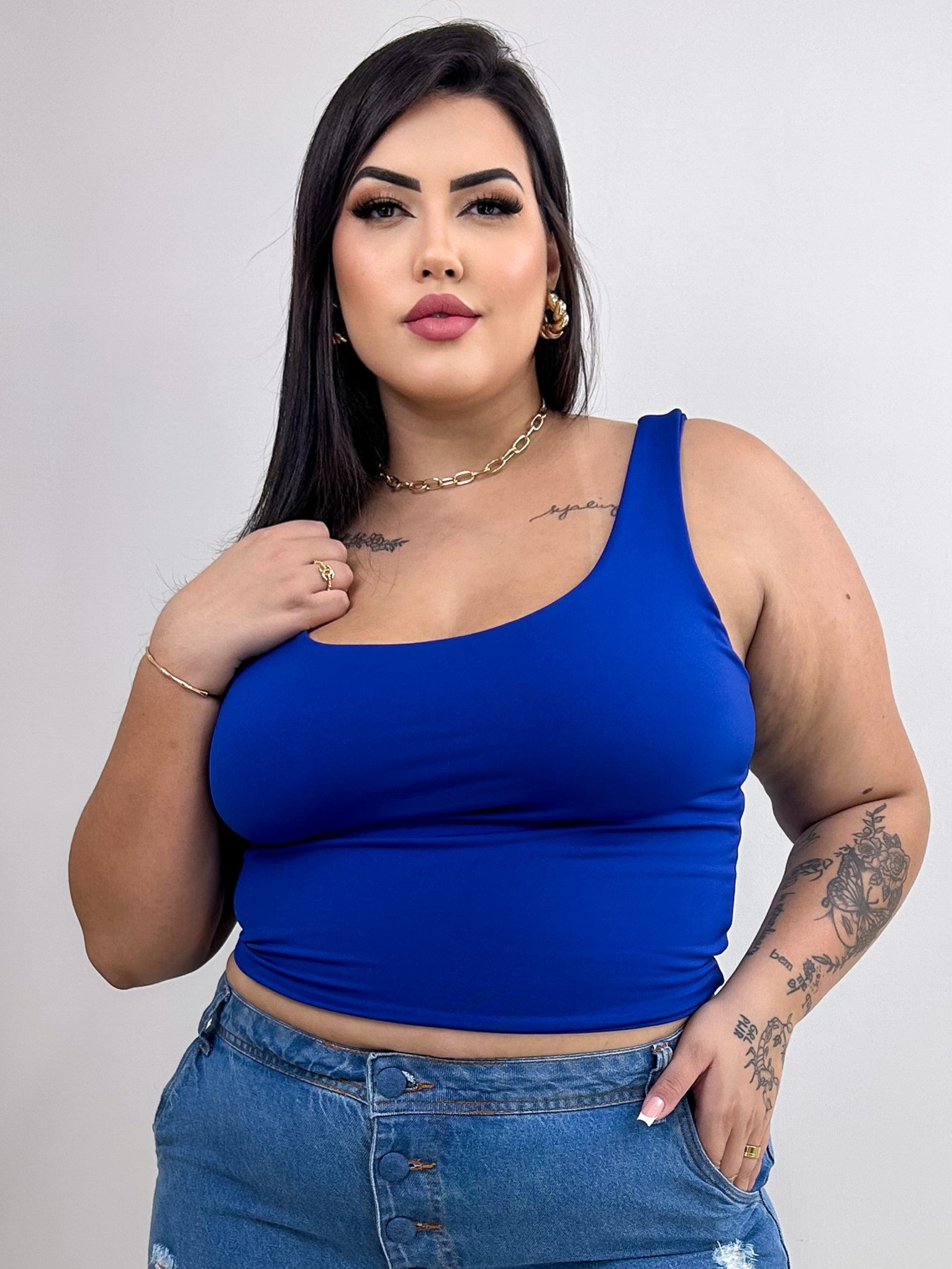 Top Plus Size Reforçado Cropped Super Sustentação GG - 42/46 e XG - 48/ ...