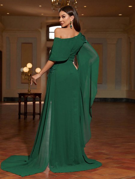 Vestido de Festa Luxo Capa e Calda Formal Dress | Aurea Dress - Loja de ...