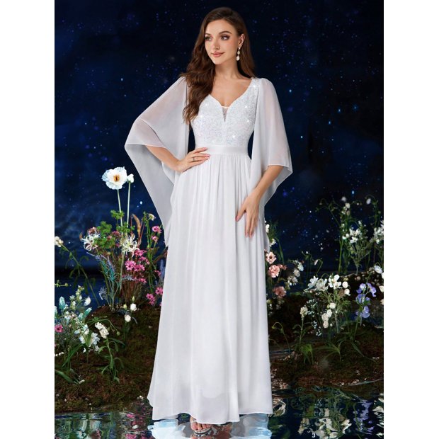 Vestido Longo de Festa com Capa Elegante | Aurea Dress | Vestidos de ...