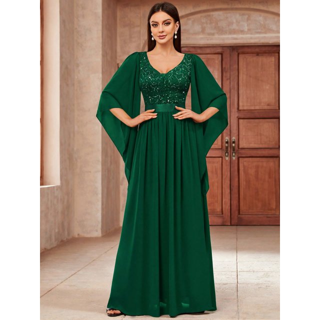 Vestido Longo de Festa com Capa Elegante | Aurea Dress | Vestidos de ...