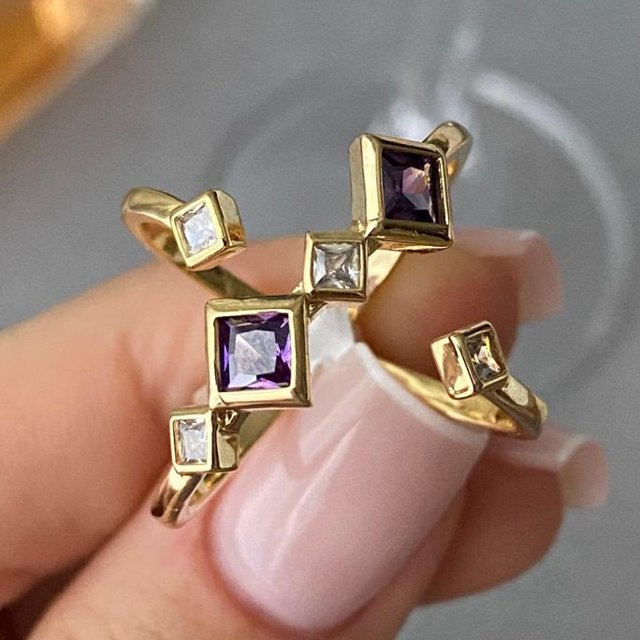 Anel Minimalista Losango Em "X" Com Detalhes Em Zirconias Lapidadas ...