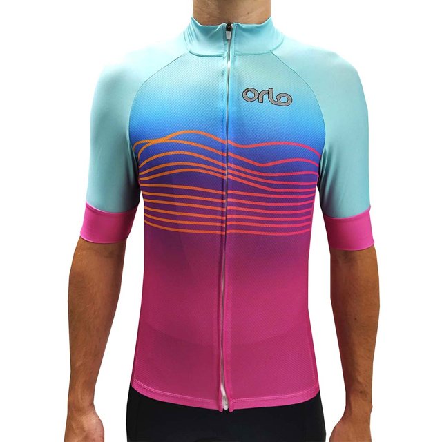 Camisa Competizione Manga Curta Rosa e azul Céu | Orlo