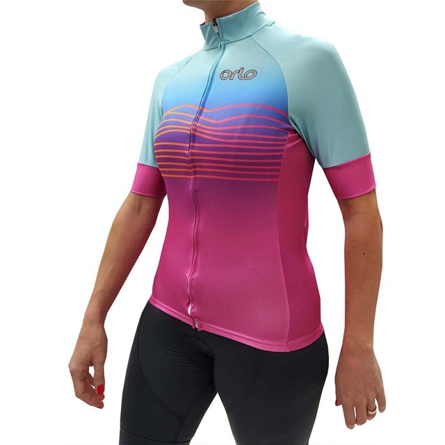 Camisa Competizione Manga Curta Rosa e azul Céu | Orlo