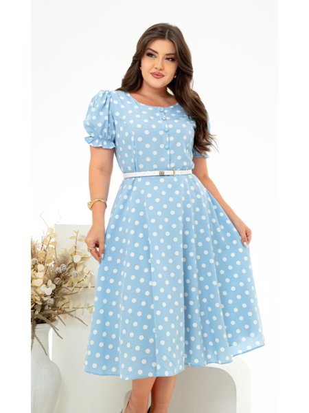 Crepe Seda Poá Azul Claro - COLEÇÃO INDELÉVEL 2024 | Mariana Caires