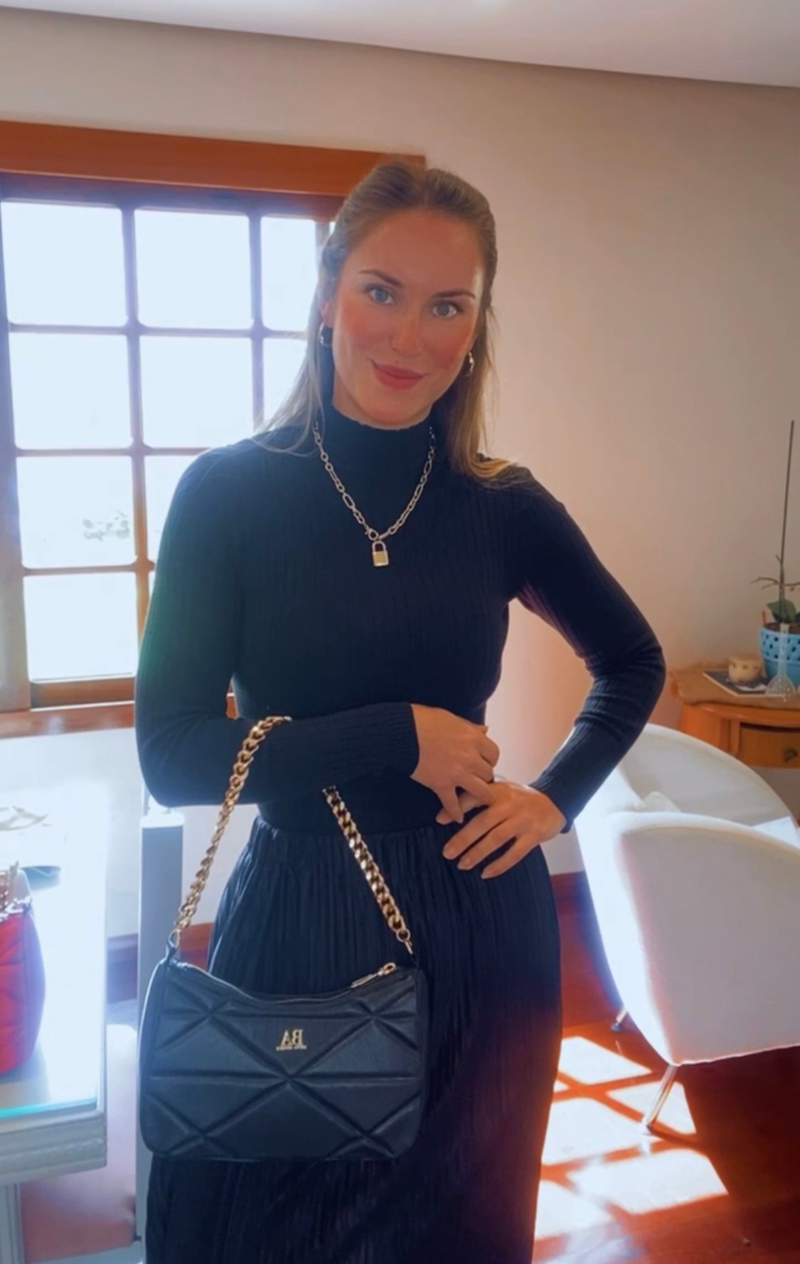 Bolsa Giulia Couro Napa Preta | Bruna Andreis