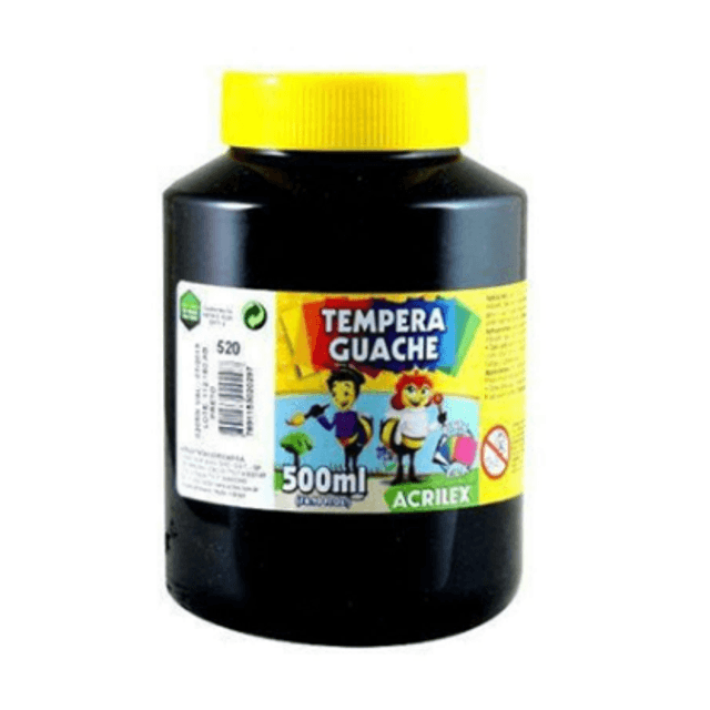 TINTA GUACHE 500ML ACRILEX 520 PRETO | Atacadão Mec