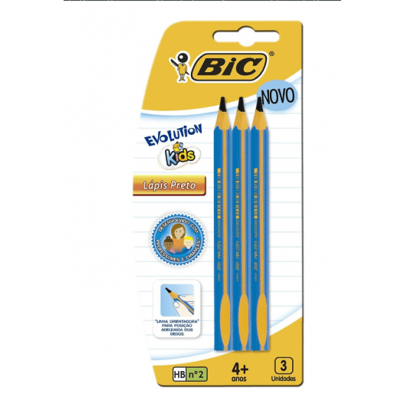 LÁPIS GRAFITE N2 HB BIC EVOLUTION KIDS JUMBO COM 3 UNIDADES | Atacadão Mec