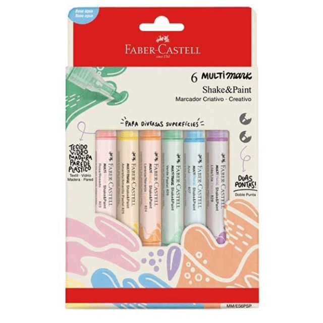 MARCADOR CRIATIVO MULTIMARK PONTA DUPLA FABER CASTELL COM 6 UNIDADES ...