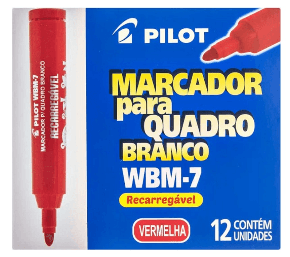 MARCADPR QUADRO BRANCO PILOT WBM 7 VERMELHOM CAIXA COM 12 UNIDADES ...