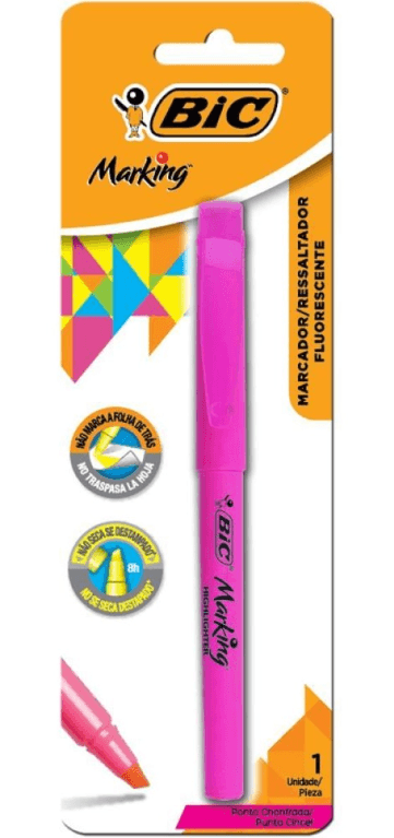 LÁPIS MARCA TEXTO BIC BRITE LINER FINO ROSA | Atacadão Mec