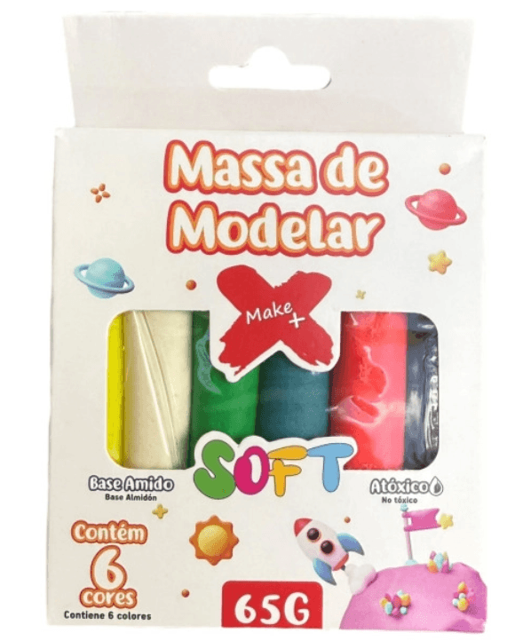 MASSA MODELAR SOFT COM 6 UNIDADES 90G GATTE MAKE | Atacadão Mec