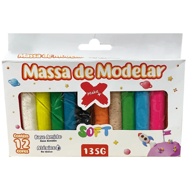 MASSA DE MODELAR SOFT COM 12 UNIDADES 135G GATTE MAKE | Atacadão Mec