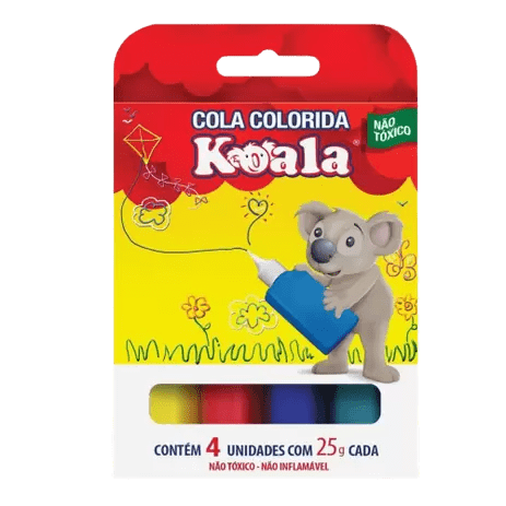 COLA COLORIDA KOALA COM 4 UNIDADES | Atacadão Mec