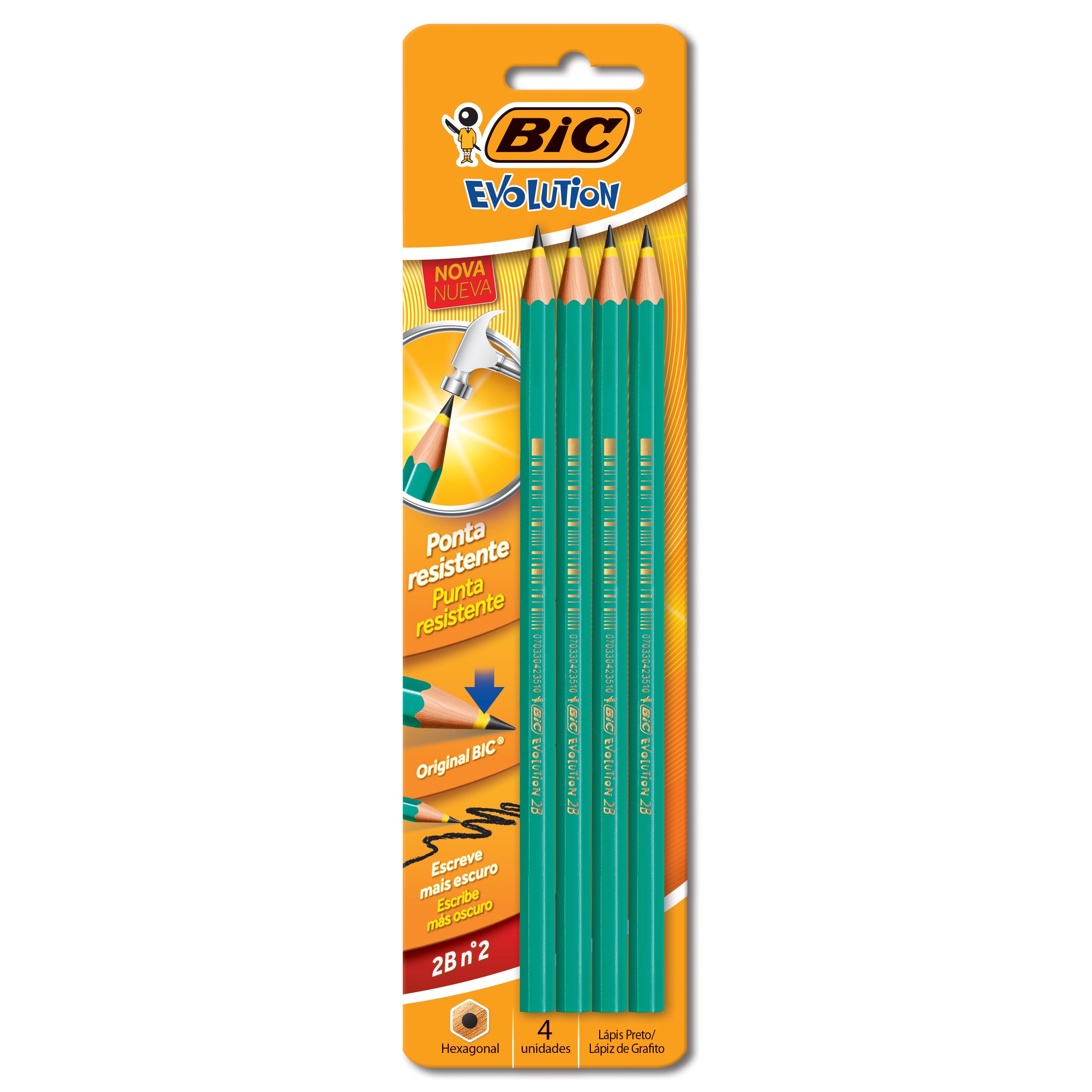 LÁPIS GRAFITE N2 HB BIC EVOLUTION COM 4 UNIDADES | Atacadão Mec
