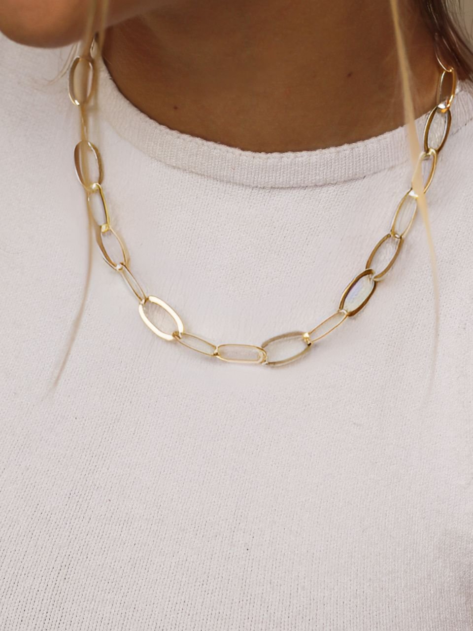 Colar Elos Ovais com Fecho Bóia Banhado em Ouro 18k | Antonietta Joias