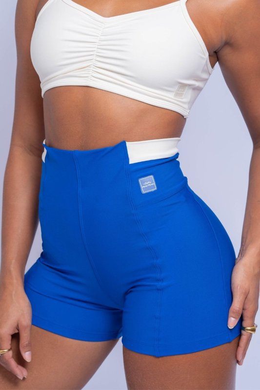 Short academia Classic Duo Azul Royal com Off White | Moda Fitness e ...