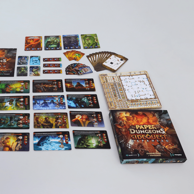 Paper Dungeons Side Quest expansão jogo Meeple BR | Elfos & Cia