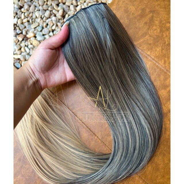 Mega Hair Tic-Tac Morena Iluminada + Pontas Mel Liso Fibra Bio luxo ...