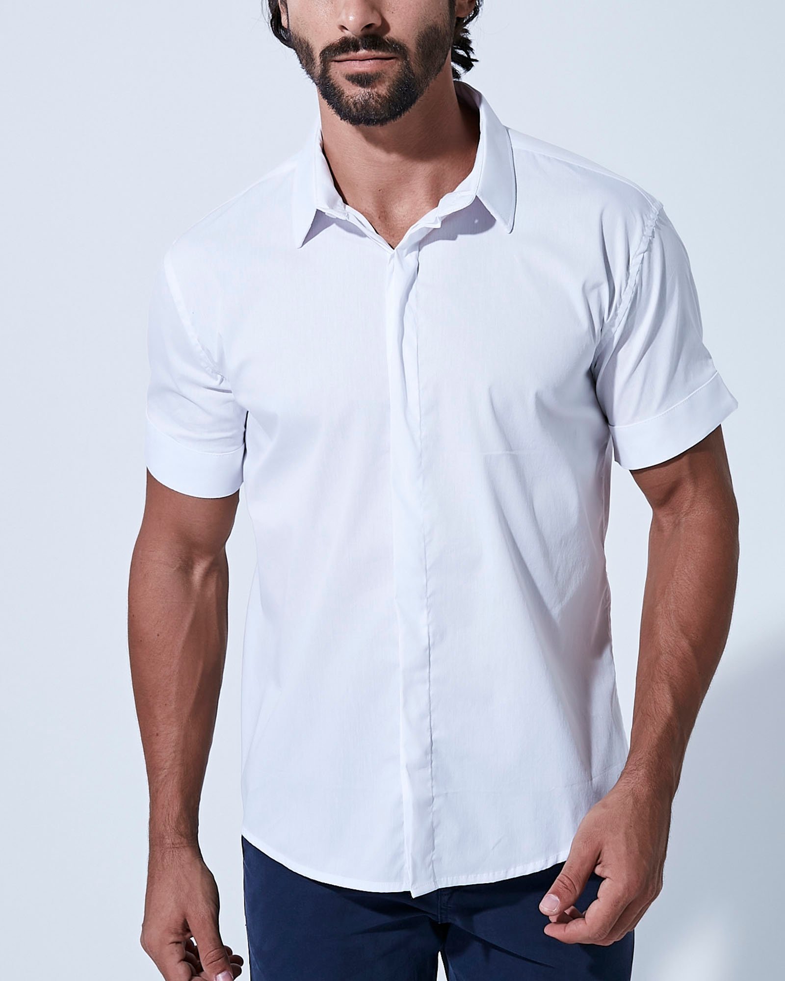 CAMISA MASCULINA VENETTIAN BRANCA MANGA CURTA | R. Mendes