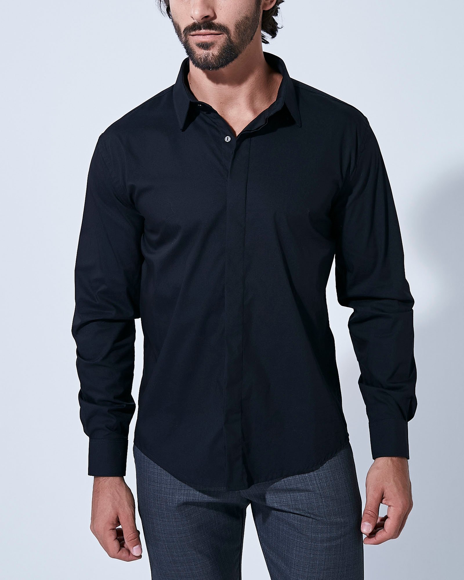 CAMISA MASCULINA VENETTIAN PRETA MANGA LONGA | R. Mendes