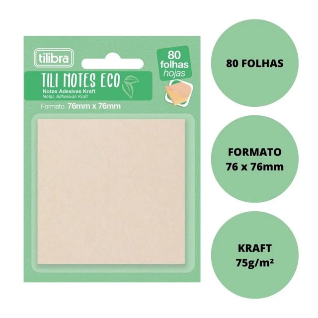 Bloco Adesivo Tili Notes Eco 76x76mm Tilibra | PAPEL POR AÍ
