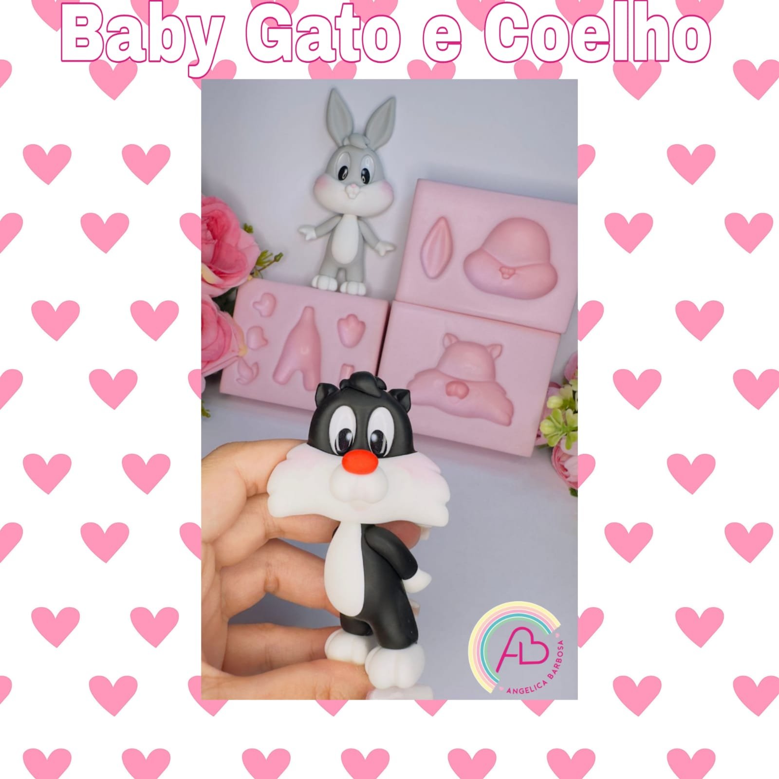 BABY GATO COELHO | Moldes de Silicone Angélica Barbosa