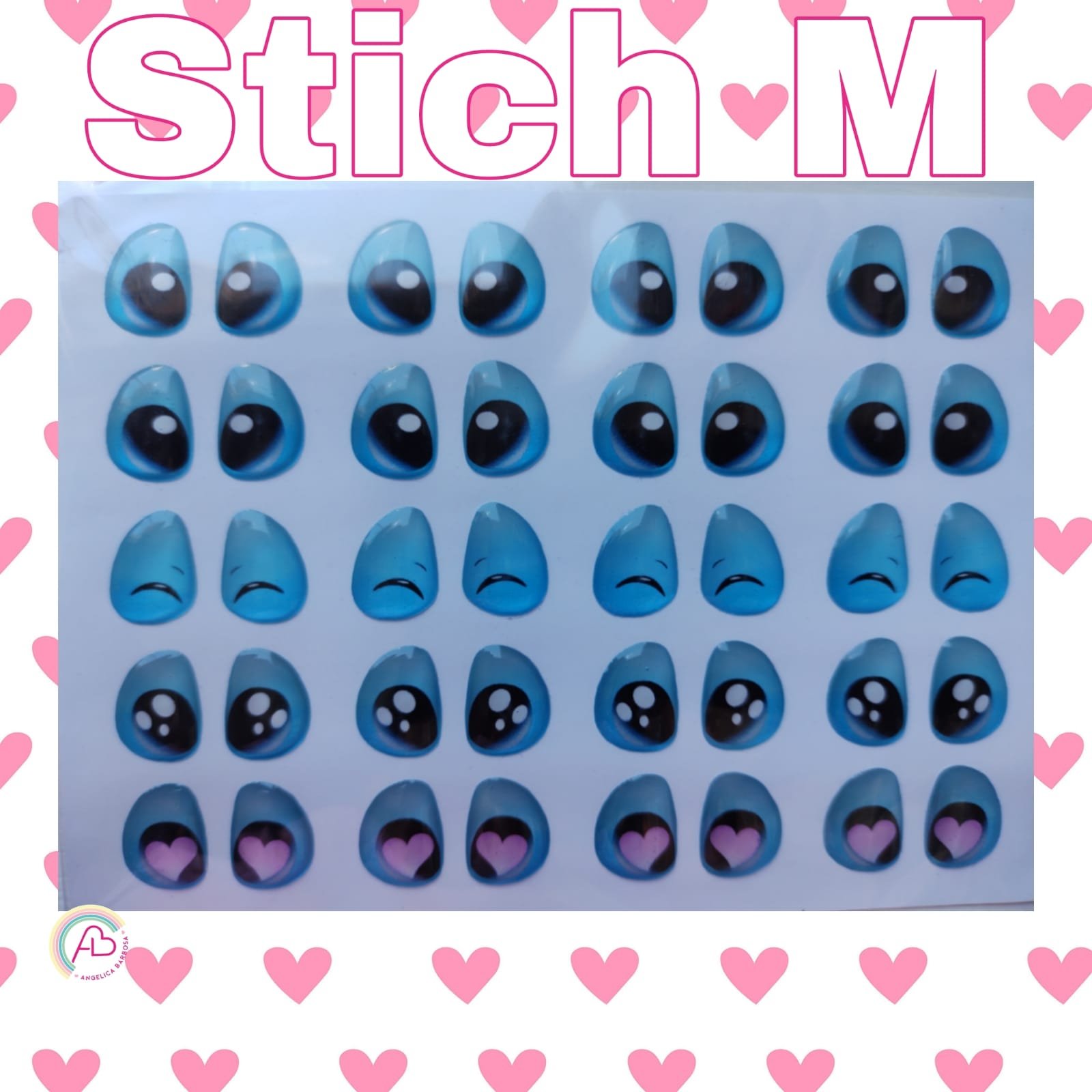 OLHOS STITCH AZUL M | Moldes de Silicone Angélica Barbosa