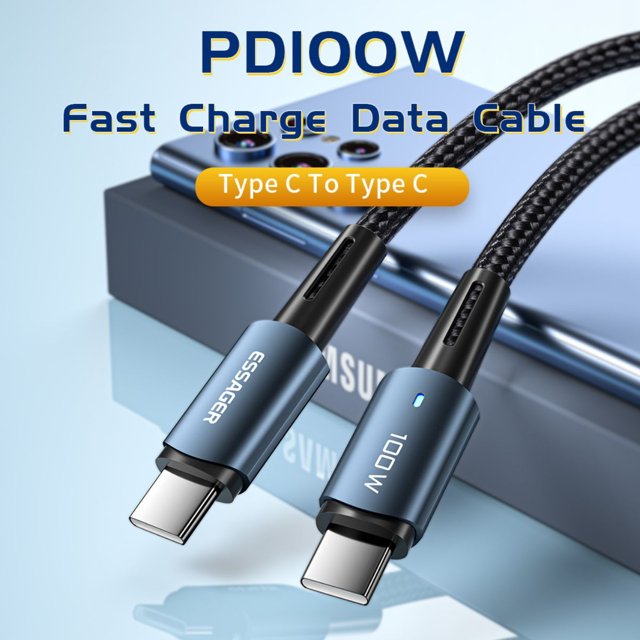 Cabo Turbo Tipo C Para Tipo C Essager 3 Metros 100w QC 4.0 | BLAUT