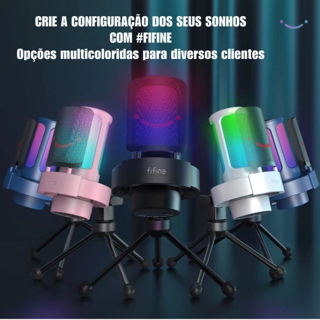 Microfone Fifine A8v Condensador Usb Ampligame Rgb | BLAUT
