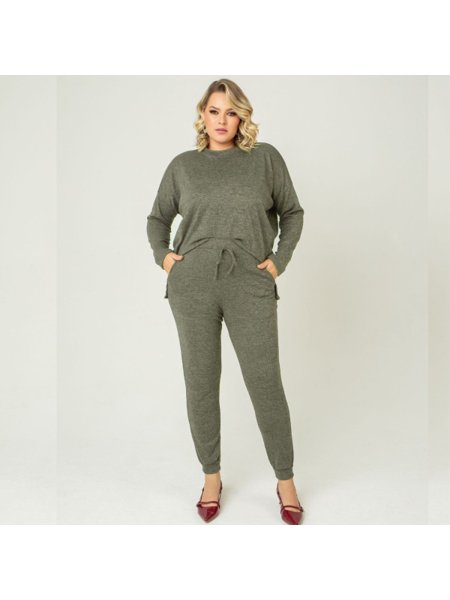 Conjunto Malha Tricot Longo Plus Size | Woman Village Fashion
