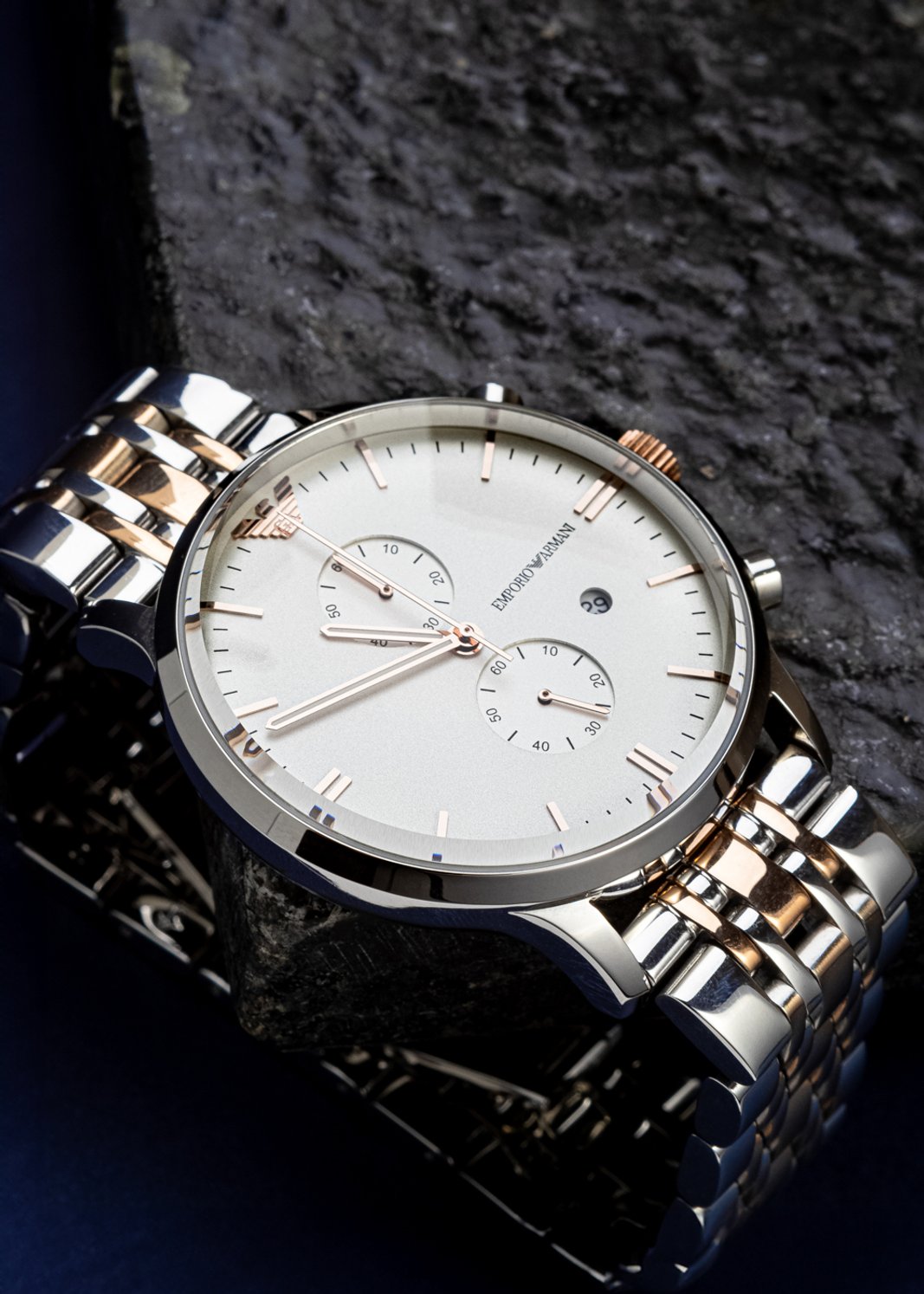 Relógio Emporio Armani AR0399 Prata/Gold | Henri Store