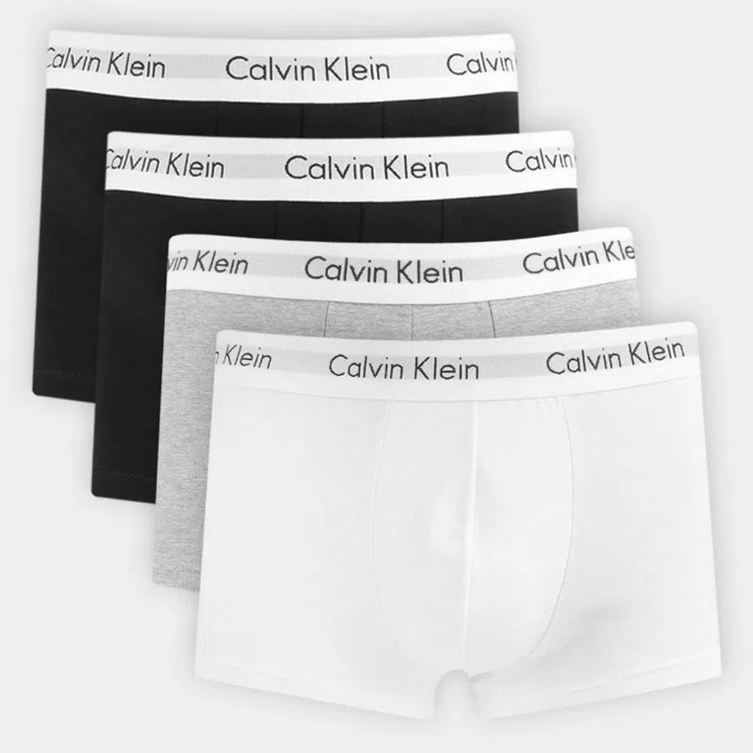 Cueca Calvin Klein Low Rise Trunk Kit C/ 4 Preta/Cinza/Branca | Henri ...