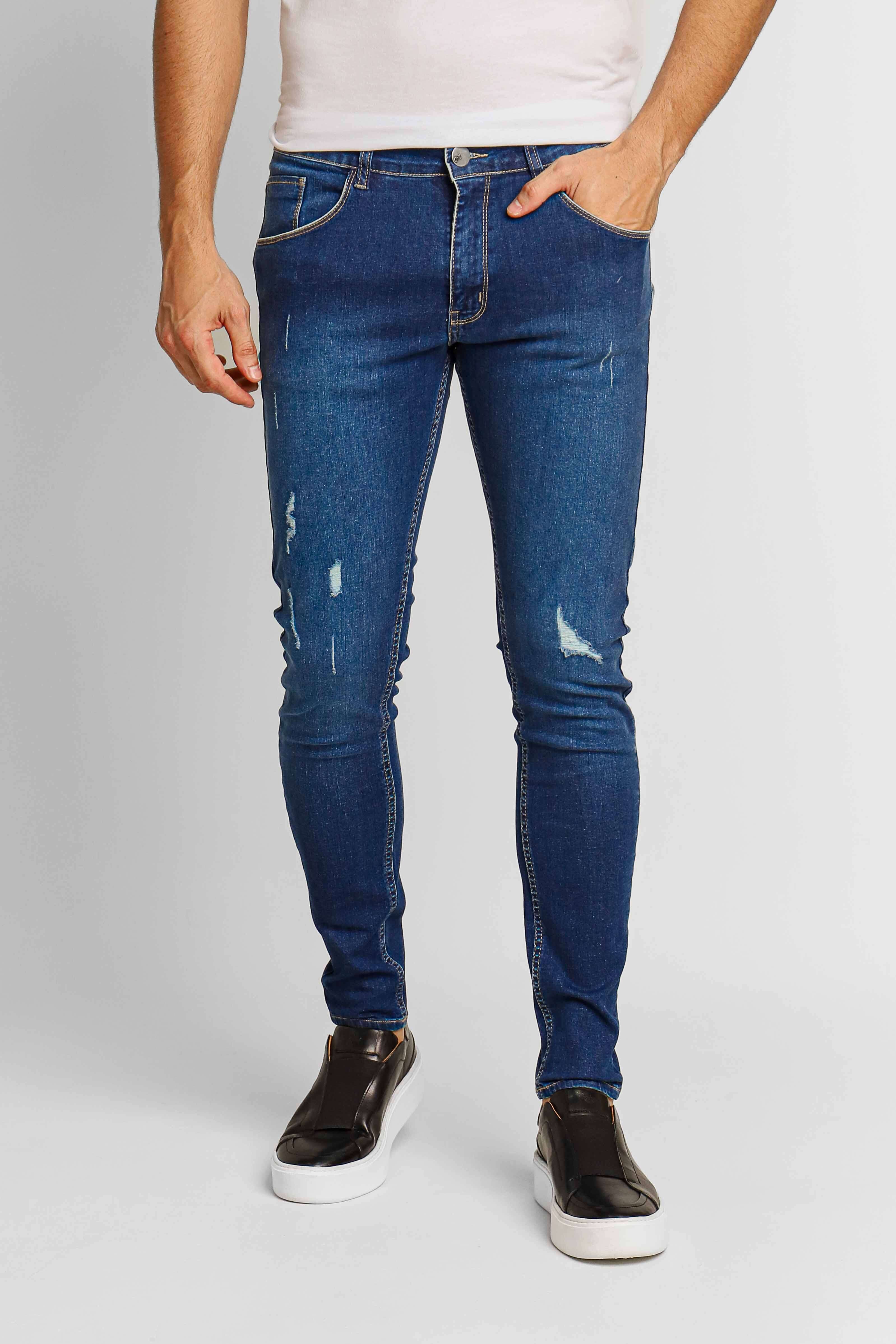 Calça Zip Off Jeans Super Skinny Destroyed C/ Puido 00411 | Henri Store ...