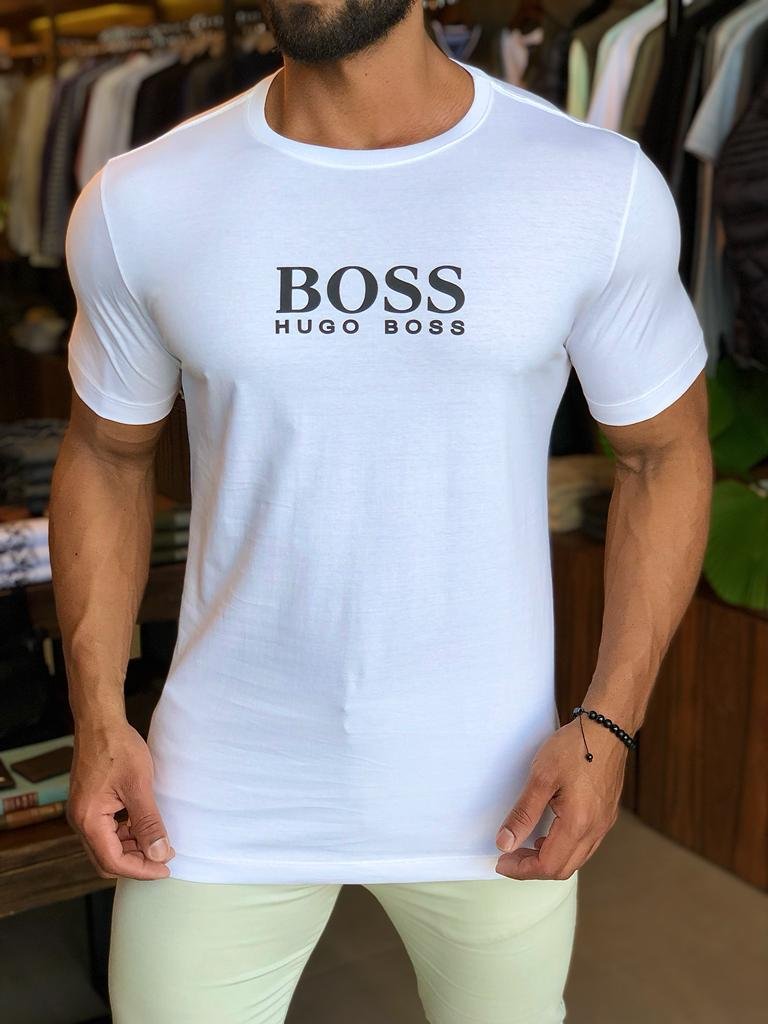 Camiseta Hugo Boss Branca Logo Central | Henri Store - Loja Oficial