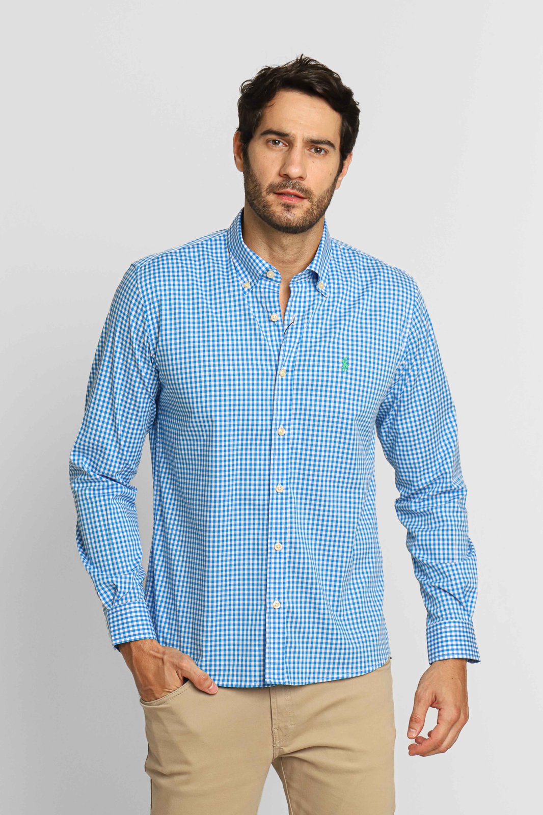 Camisa Ralph Lauren ml Xadrez Azul Capri Poney Verde | Henri Store ...