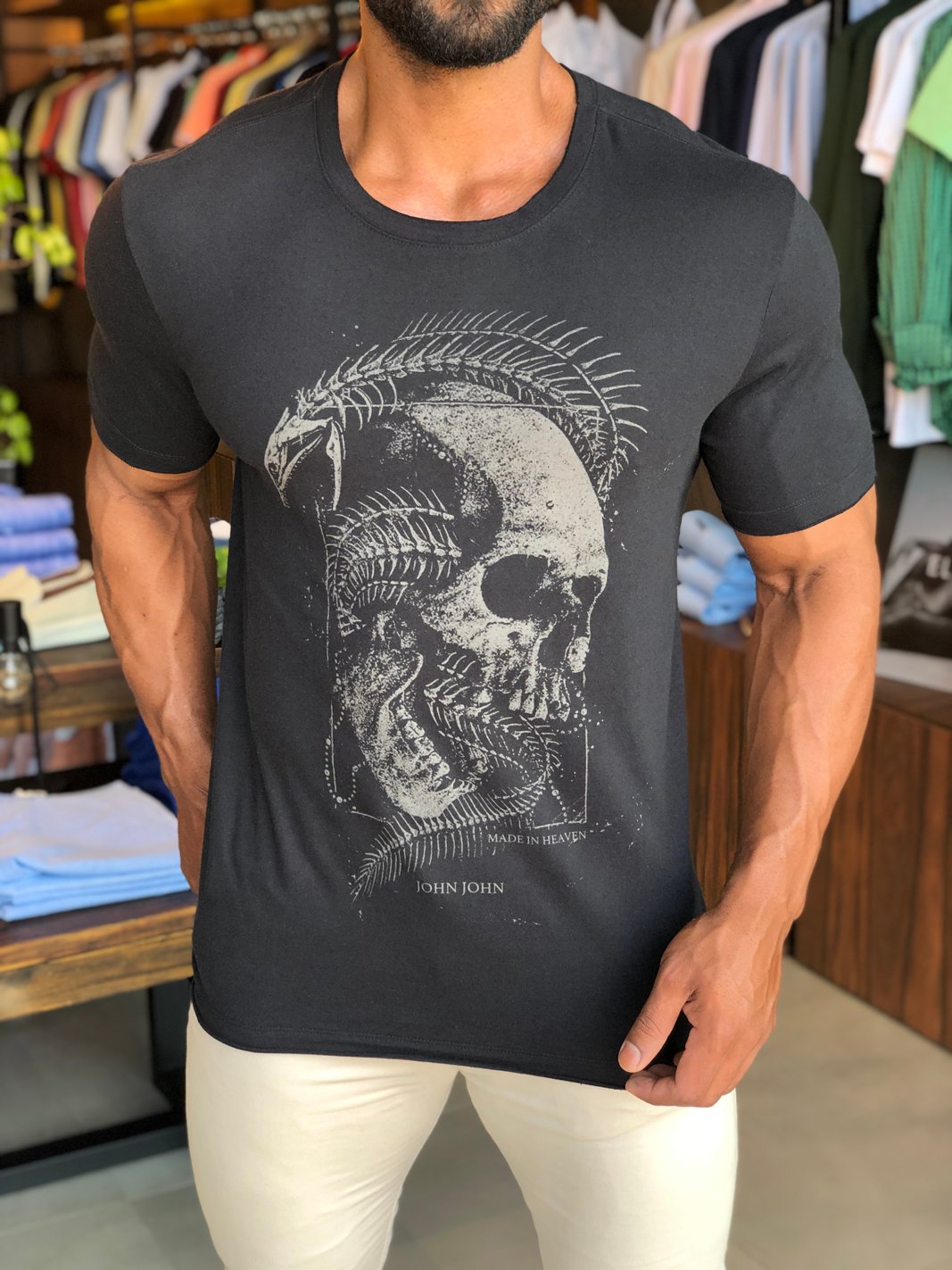 Camiseta John John Snake Skull Preta | Henri Store - Loja Oficial
