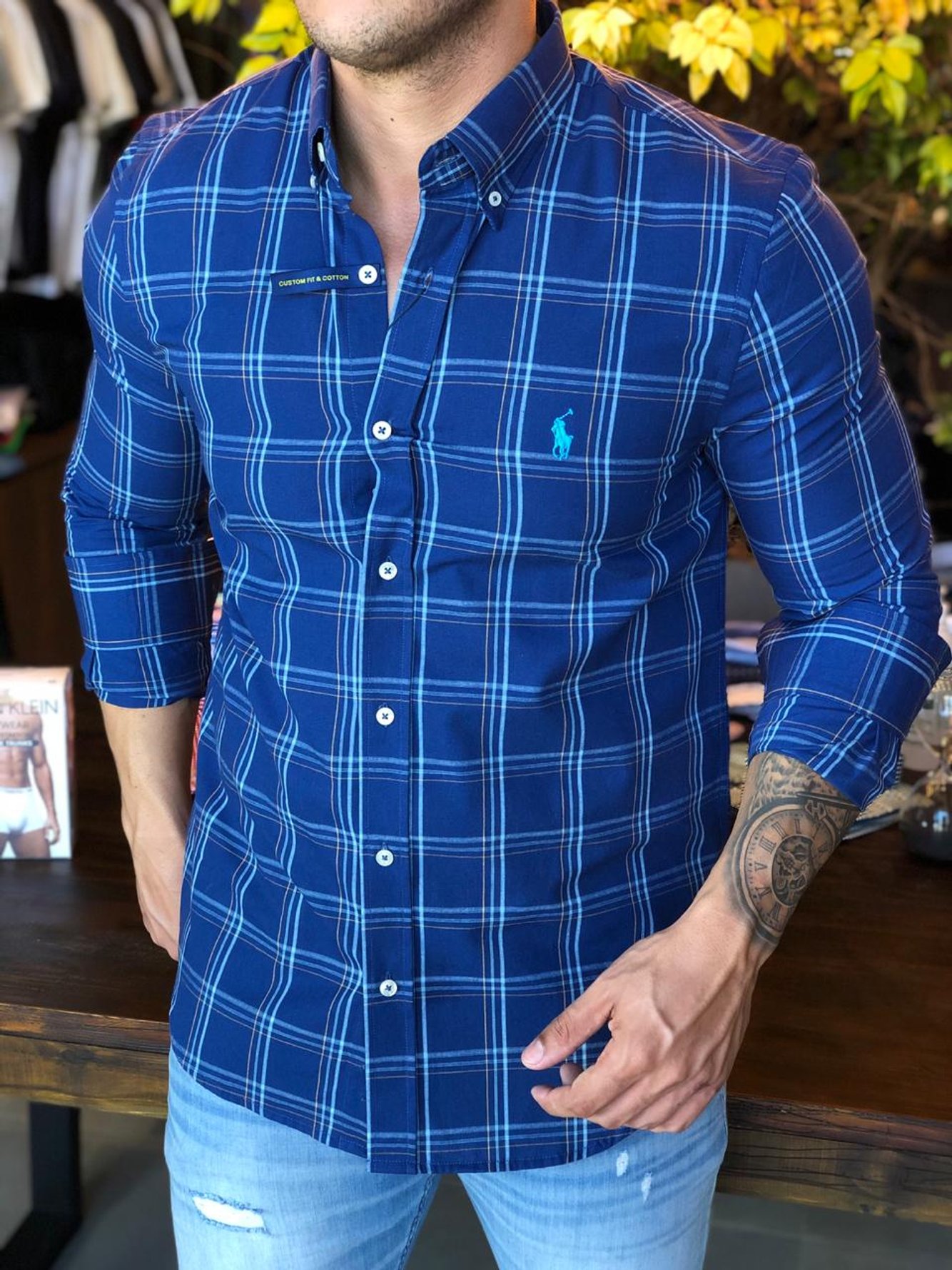 Camisa Ralph Lauren Marinho Com Poney Azul Claro | Henri Store - Loja ...