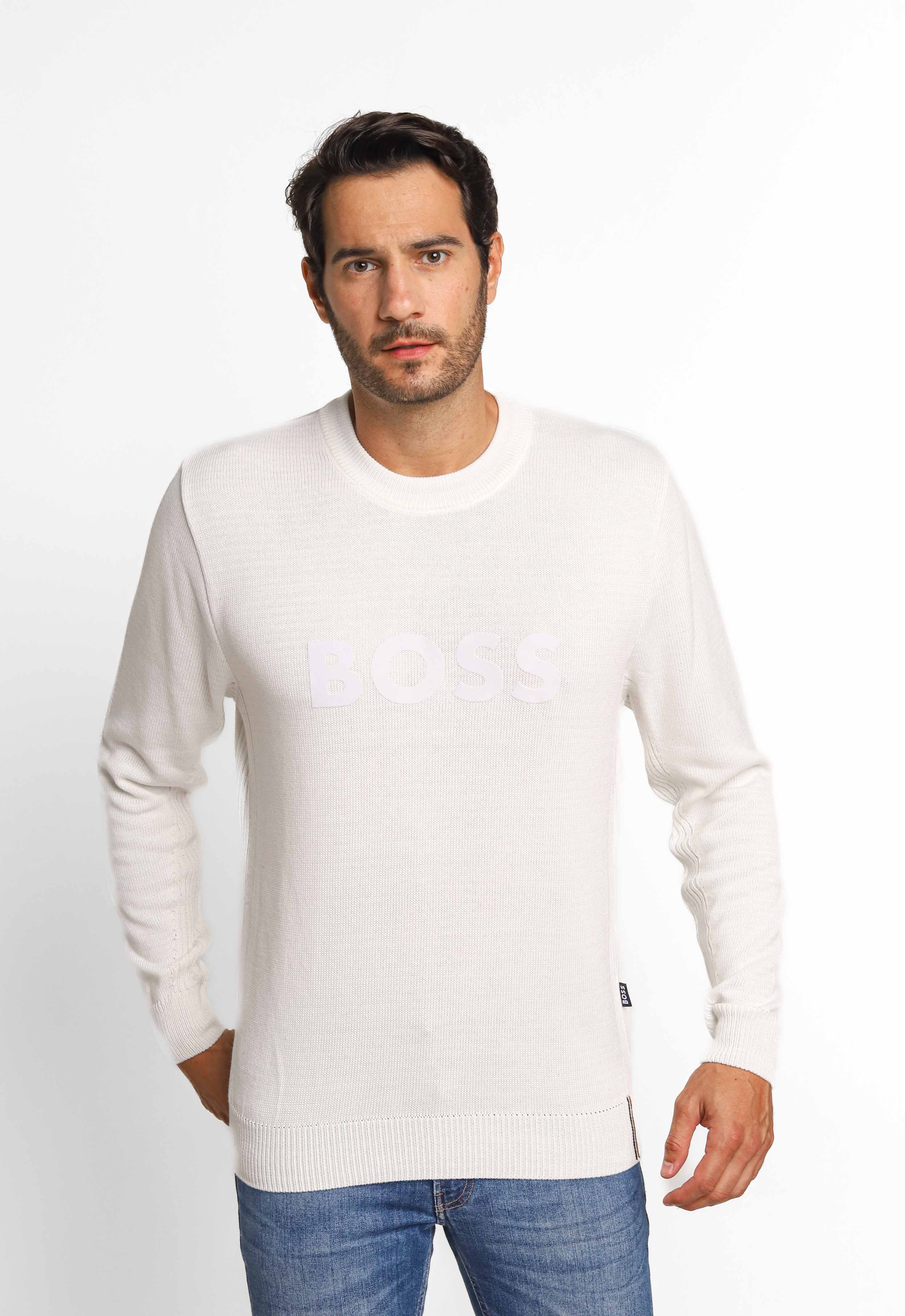 Sueter Hugo Boss Logo Centralizado Branco | Henri Store - Loja Oficial
