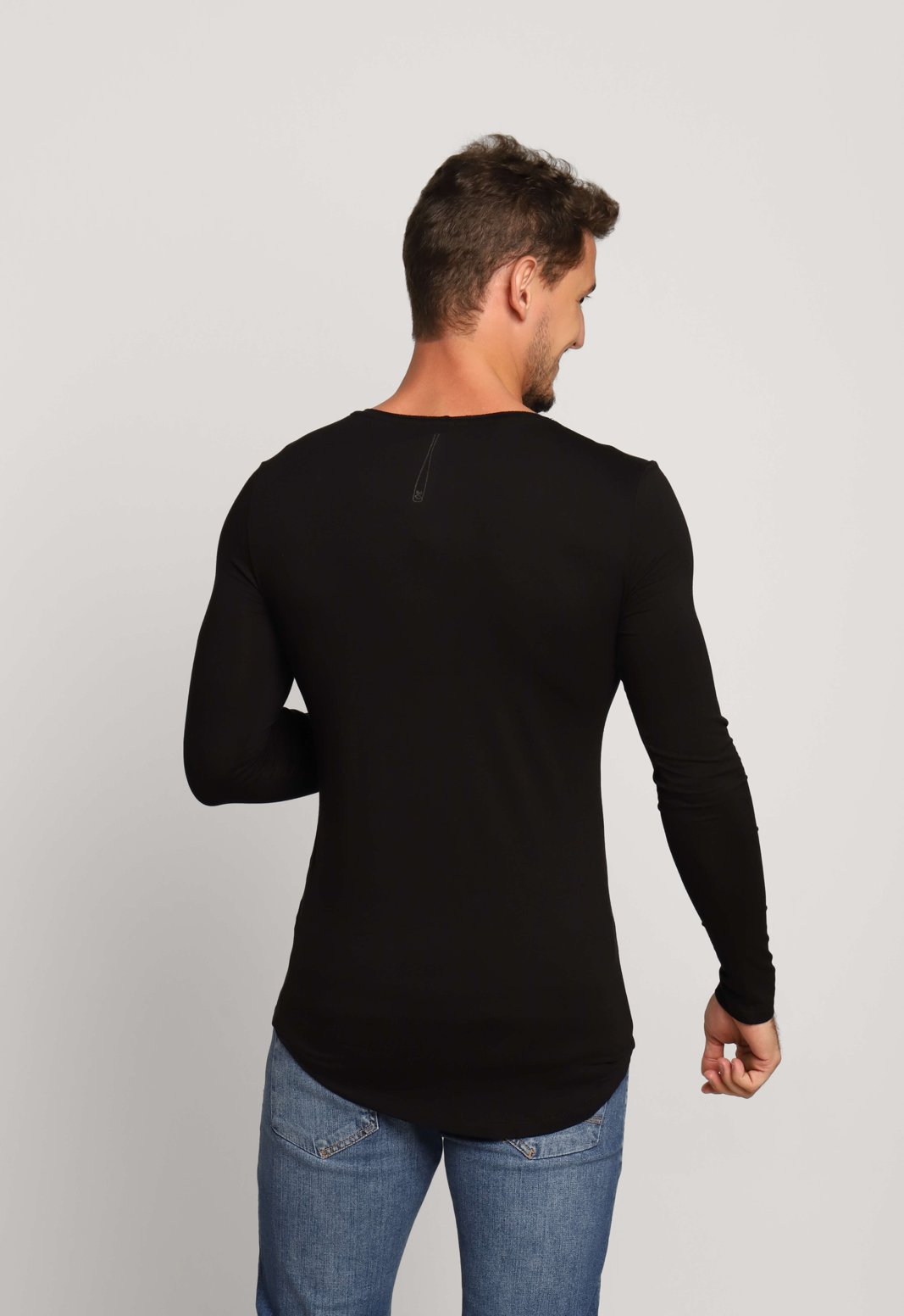 Manga Longa Zip Off Preta Ref:35974 | Henri Store