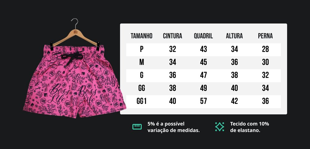 Tabela de Medidas Boss Life | Boss Life