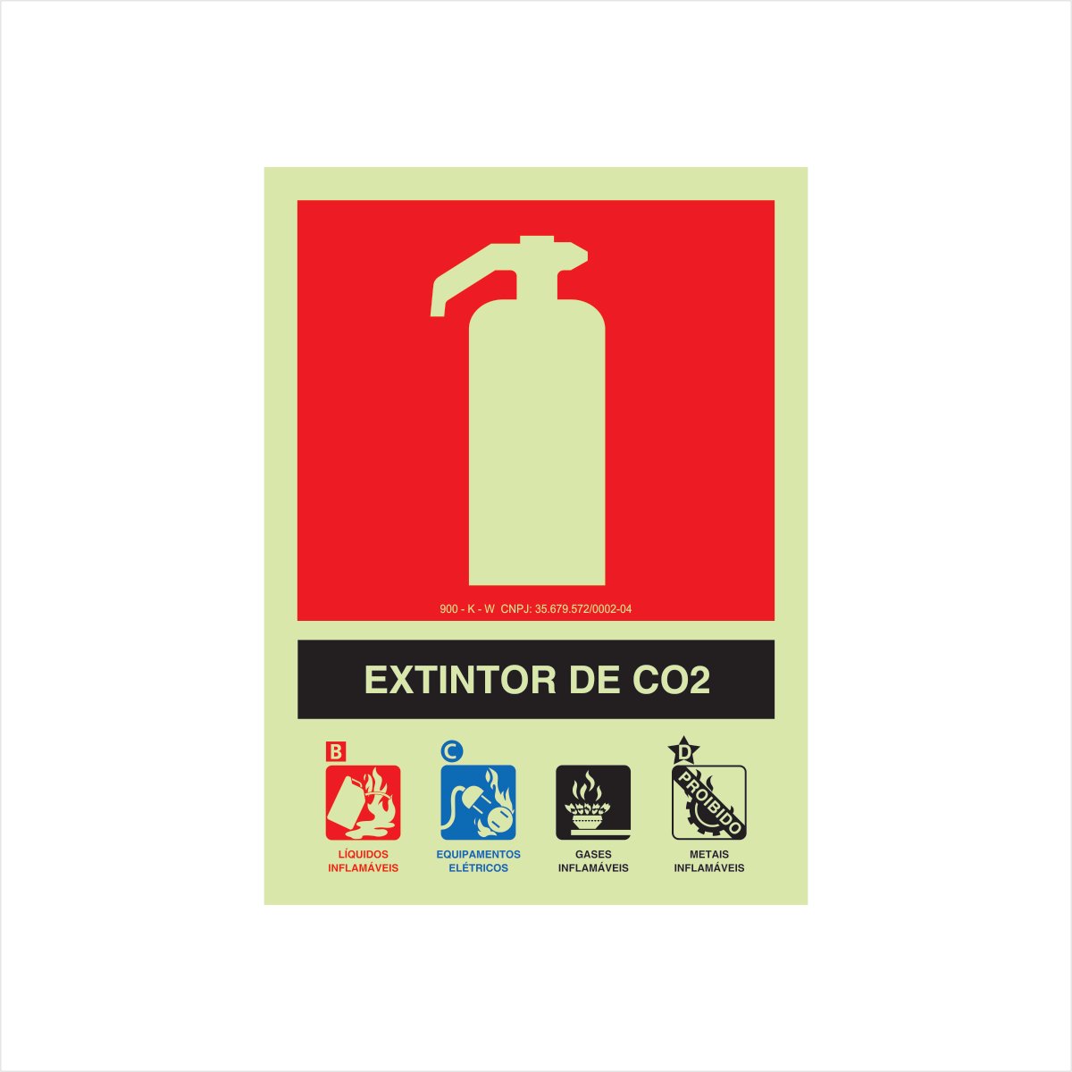 Placa Fotoluminescente "EXTINTOR CO2" E5 N3 Com Indicação Do Tipo De ...