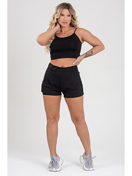 SHORT DUPLO PRETO - LINHA BASIC | Monnieri Fit Wear