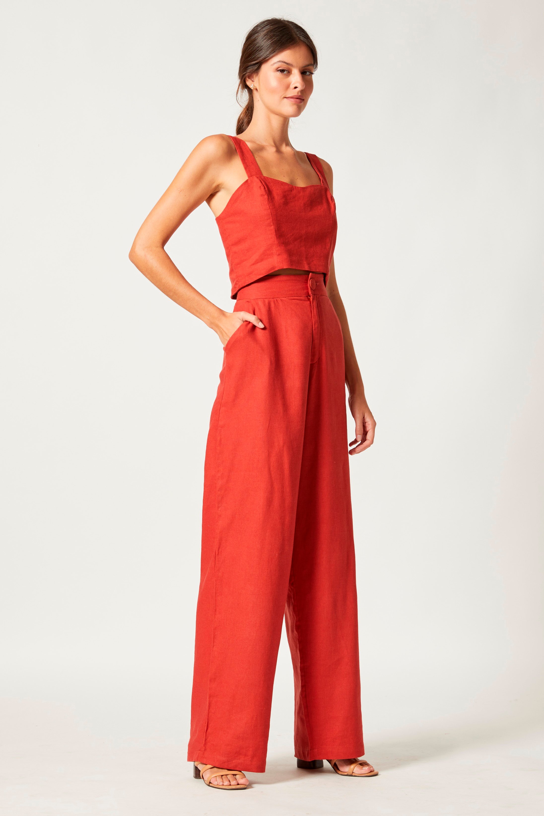 CALÇA BIANCA WIDE LEG TELHA | Manu Manu Brand