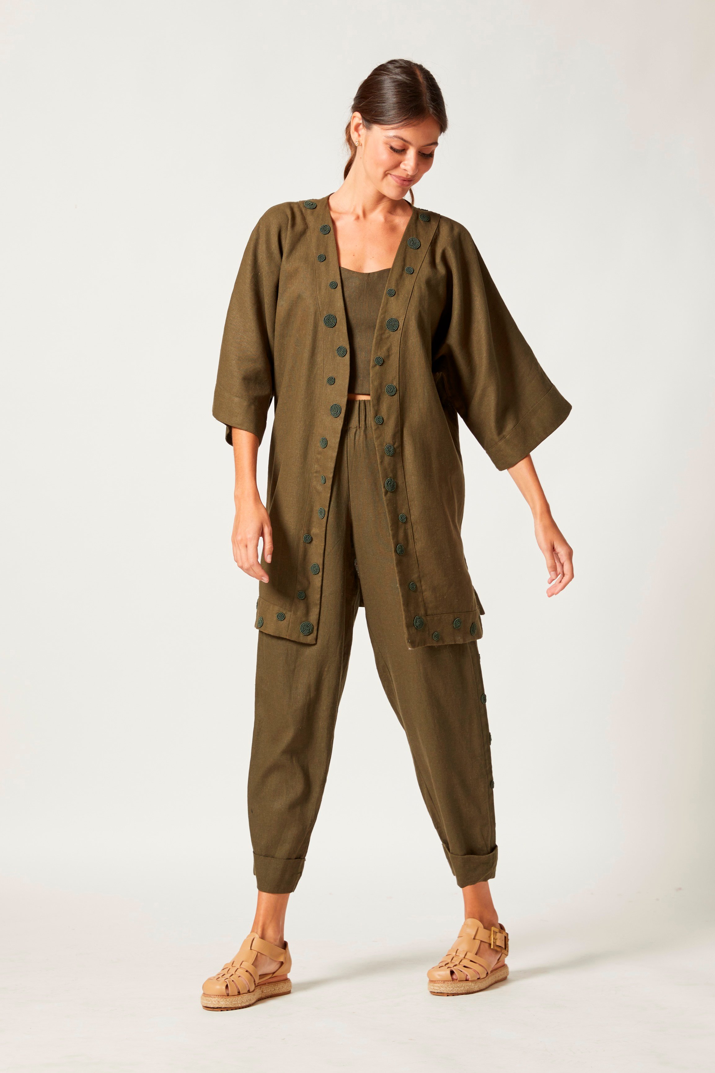 KIMONO BIANCA VERDE MILITAR | Manu Manu Brand