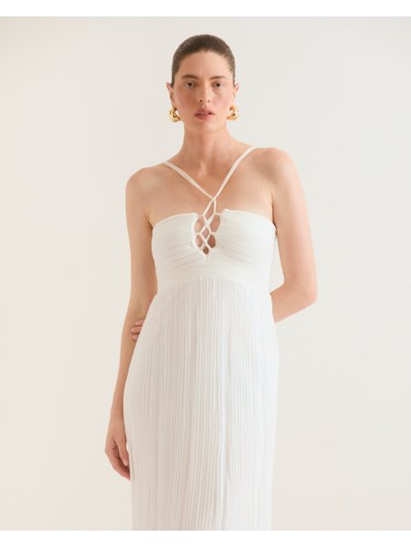 Vestido de Tricot Palmaria Branco | Manu Manu Brand