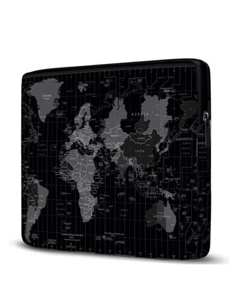 Capa para Notebook Em Neoprene Mapa Mundi Preto | BSM INFORMATICA